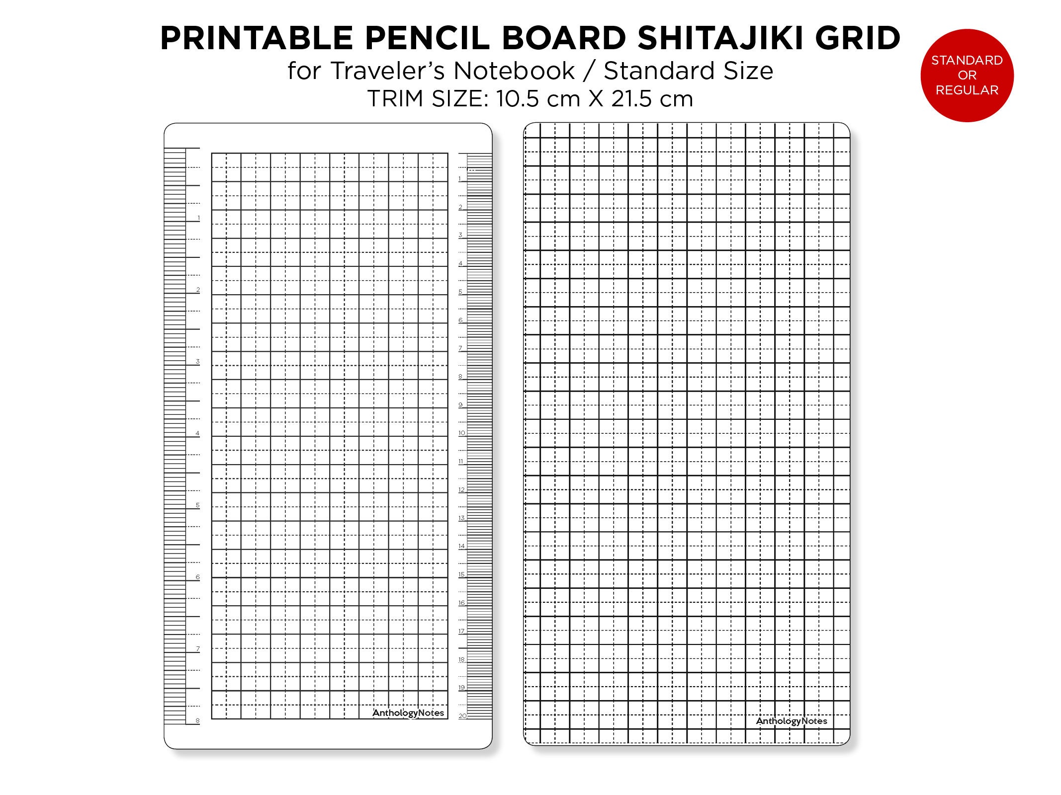 Printable PENCIL BOARD for Standard Traveler's Notebook GRID Shitajiki ...