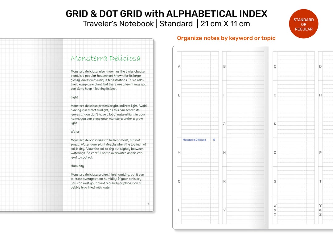 Standard TN Alphabetical Indexed Pages Format - DOT GRID and Classic ...