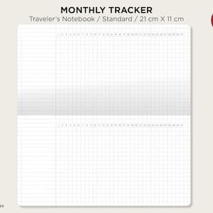 MONTHLY Tracker GRID Standard Size Traveler's Notebook Printable Insert ...