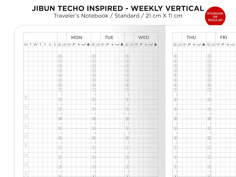 JIBUN Techo Weekly GRID Regular Traveler's Notebook | Etsy