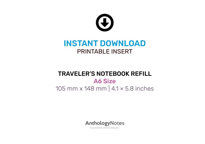 TN A6 Printable Traveler's Notebook Grid Insert Bundle | Numbered Pages ...