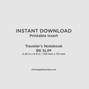 B6 SLIM DAILY View Schedule Traveler's Notebook Printable Minimalist ...