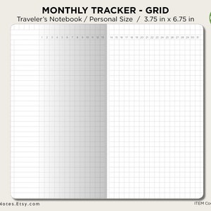 PERSONAL Monthly Tracker GRID Traveler's Notebook - Etsy