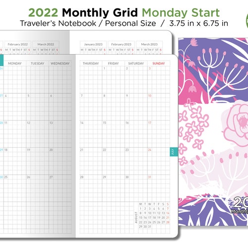 PERSONAL Monthly Tracker GRID Traveler's Notebook - Etsy