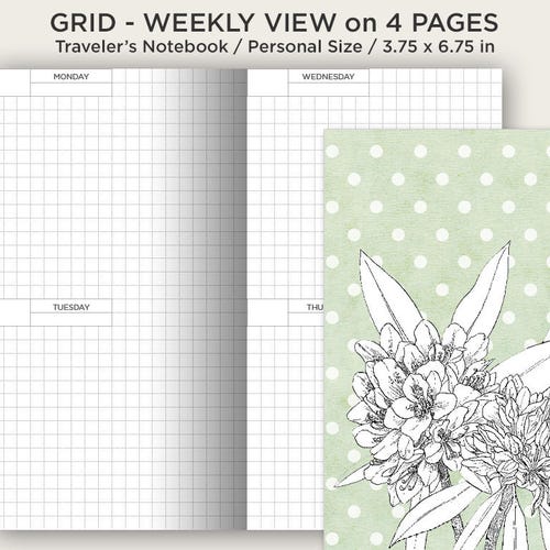 PERSONAL Monthly Tracker GRID Traveler's Notebook - Etsy