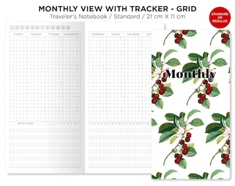PERSONAL Monthly Tracker GRID Traveler's Notebook Printable Insert - Etsy