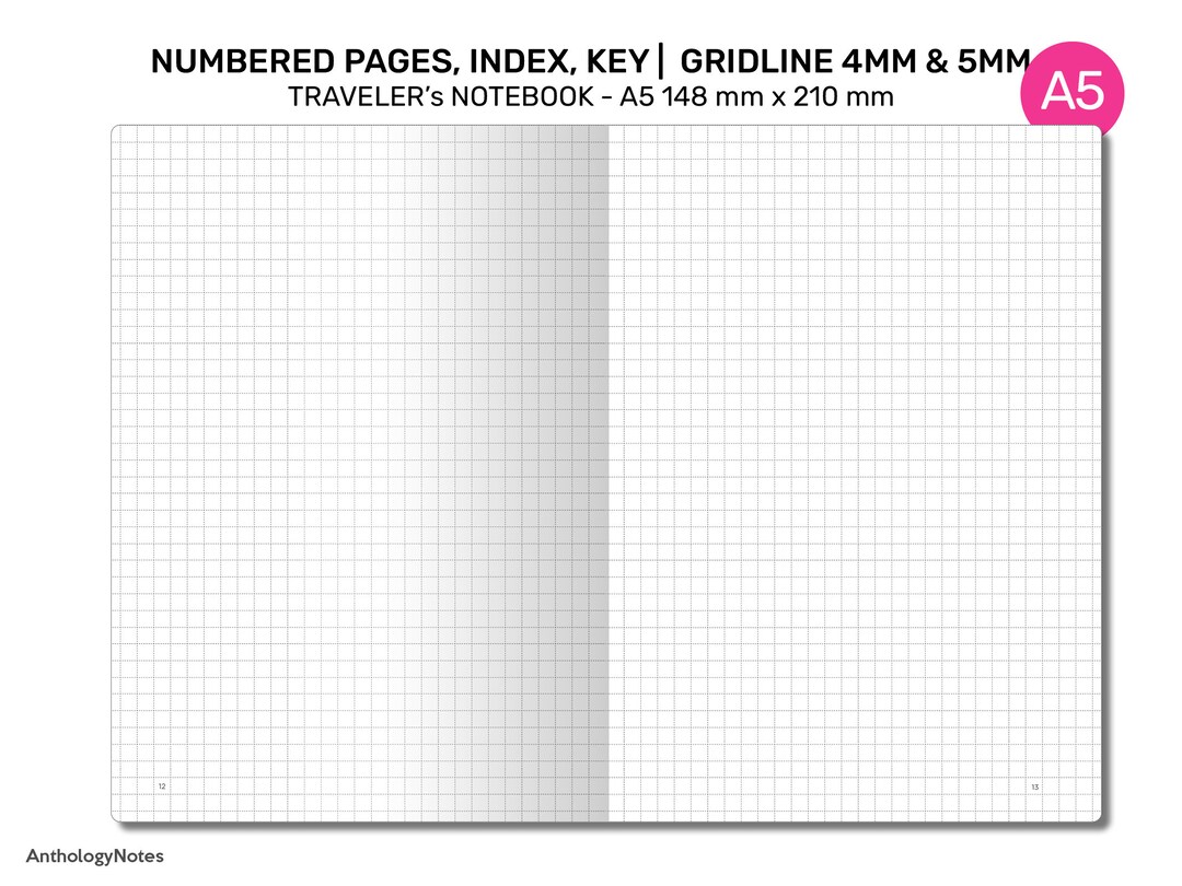 Bullet Rapid Log GRID - Traveler's Notebook A5 - Paginated and Index ...