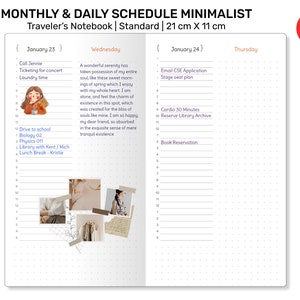TN MONTHLY & DAILY Schedule Printable Refill Insert Traveler's Notebook ...