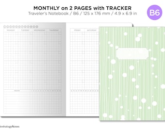 Monthly View With Tracker GRID Traveler's Notebook | Etsy