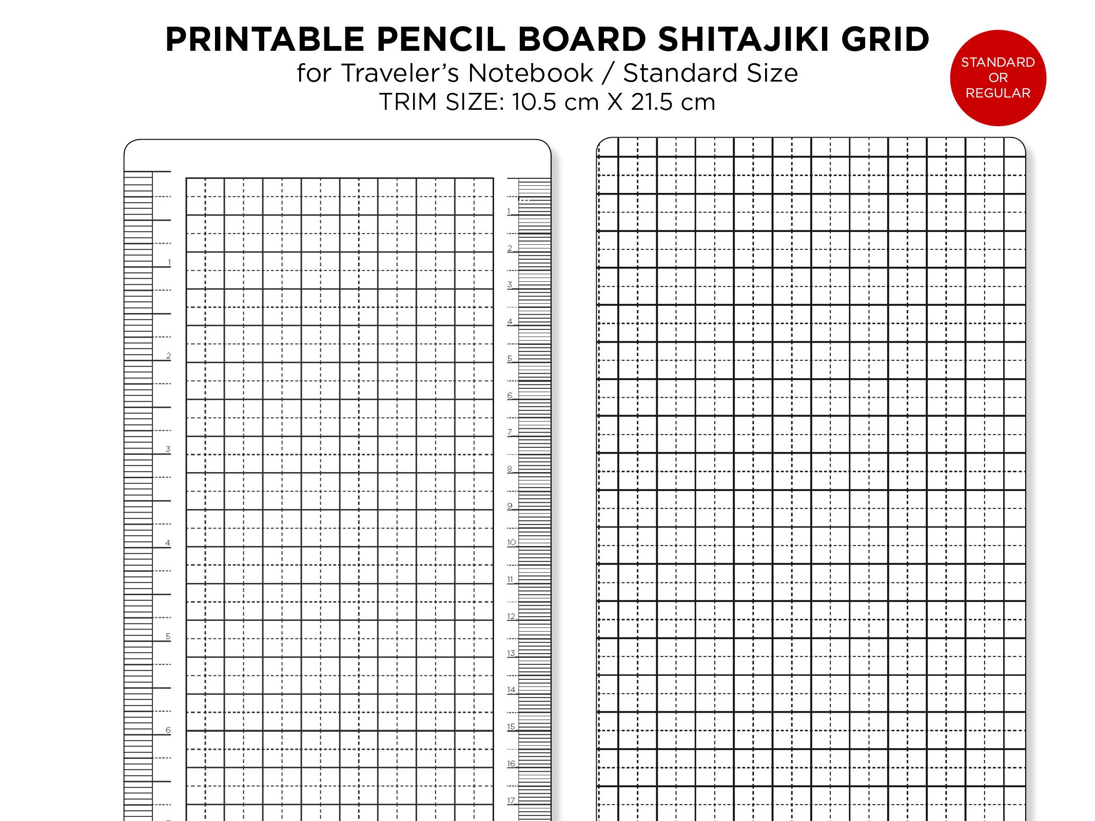 Printable PENCIL BOARD for Standard Traveler's Notebook GRID Shitajiki ...