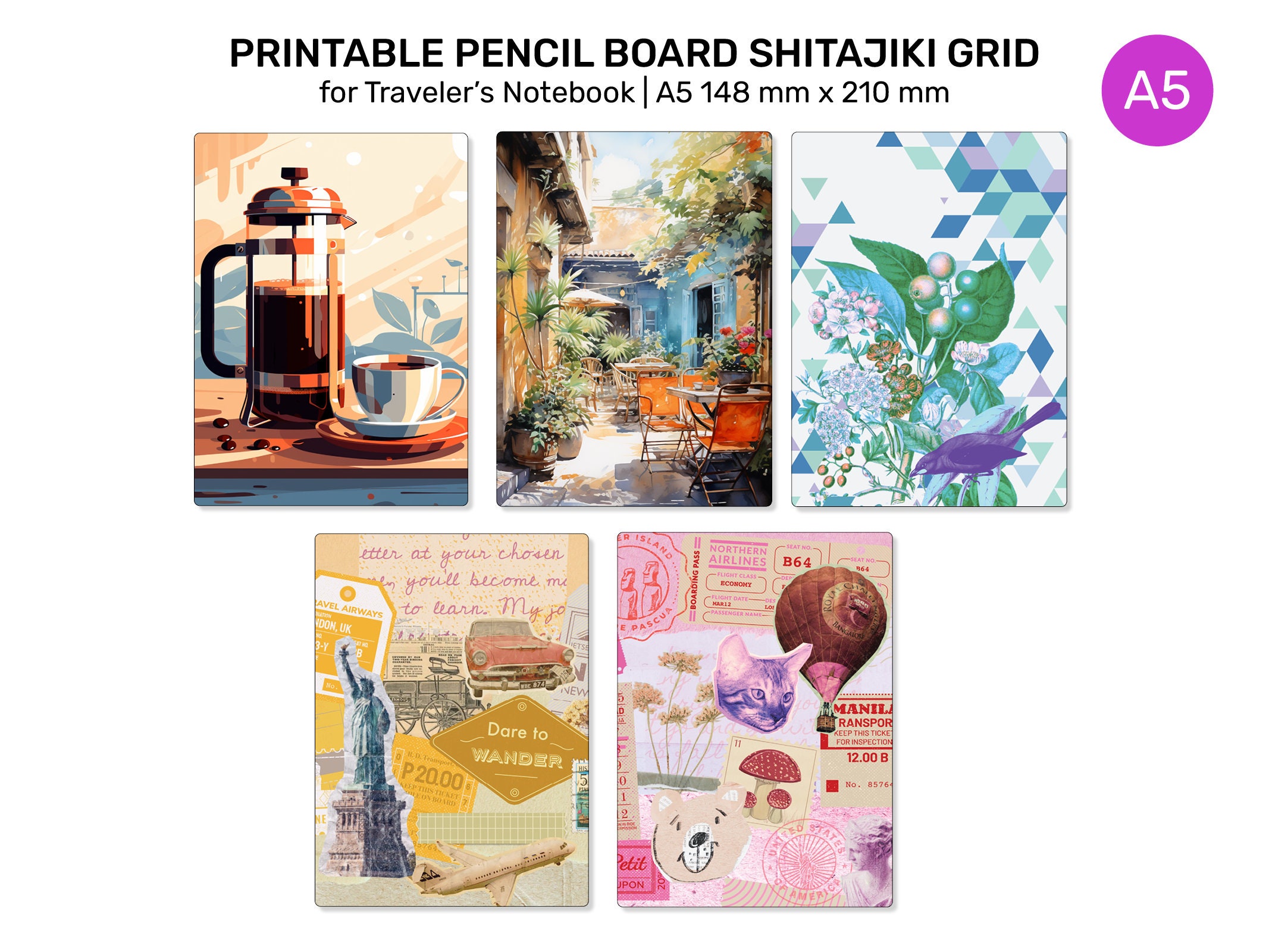 Printable A5 PENCIL BOARD for Traveler's Notebook GRID Shitajiki 下敷き - Etsy