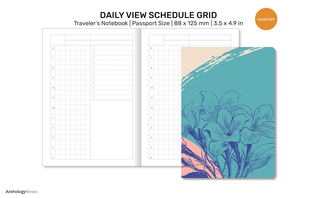 Passport DAILY GRID Traveler's Notebook Schedule Appointment Printable ...