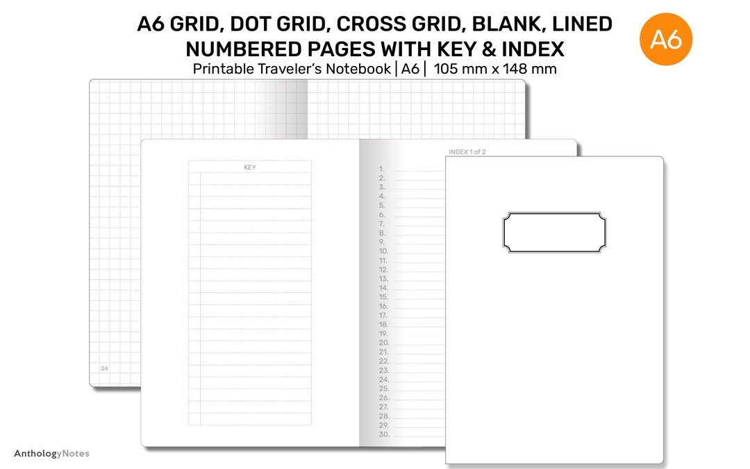 A6 Traveler's Notebook Bundle Insert: Grid, Lined, Dot Grid & More ...