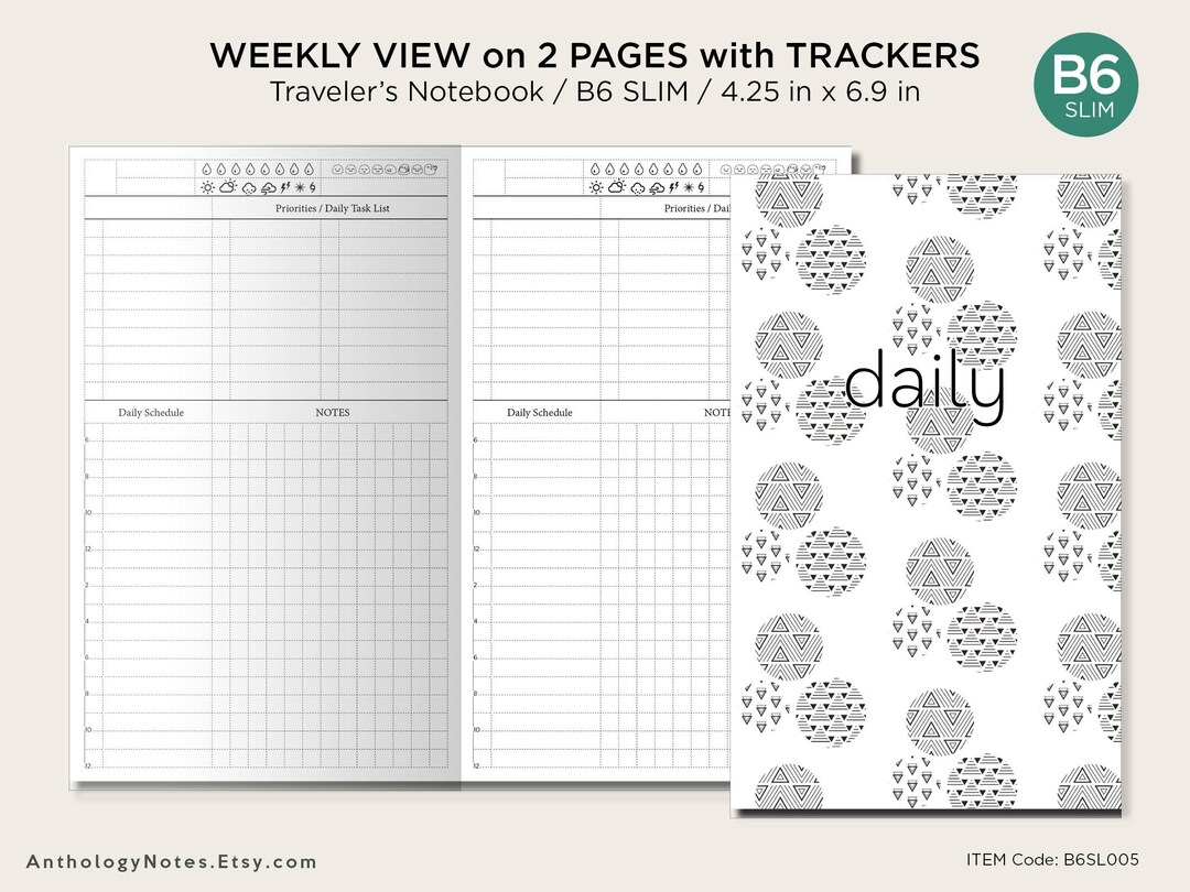 B6 SLIM DAILY View Schedule Traveler's Notebook Printable Minimalist ...