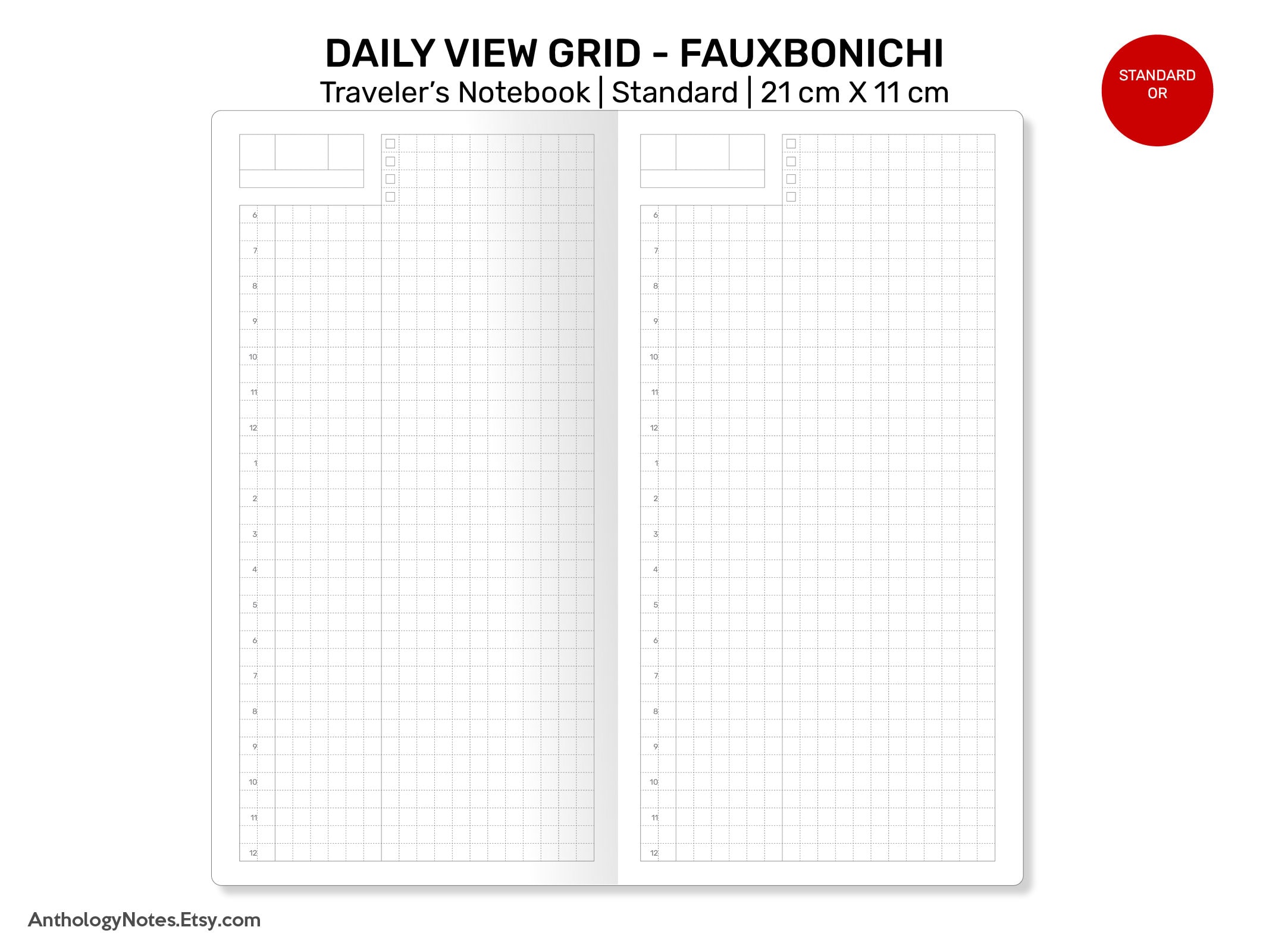 Daily View - Standard Traveler's Notebook Printable Insert - Hobonichi ...