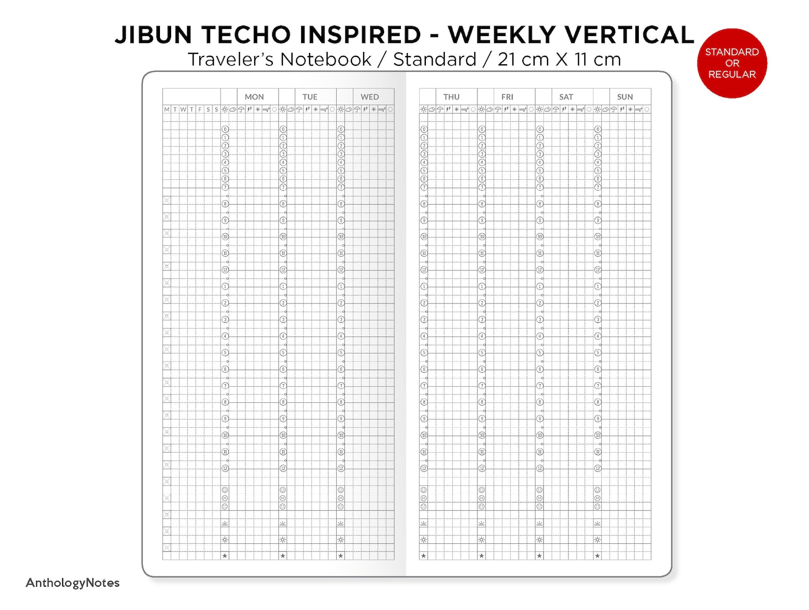 JIBUN Techo Weekly GRID Regular Traveler's Notebook - Etsy