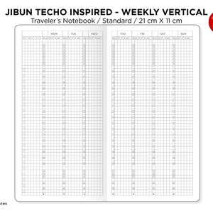 JIBUN Techo Weekly GRID Regular Traveler's Notebook Vertical Japanese ...