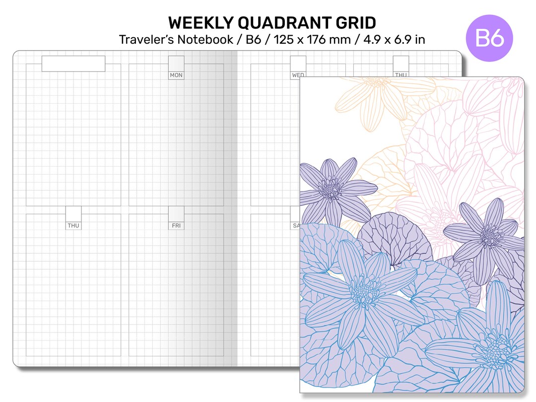 B6 TN Weekly QUADRANT Grid Printable Refill Insert Traveler's Notebook ...