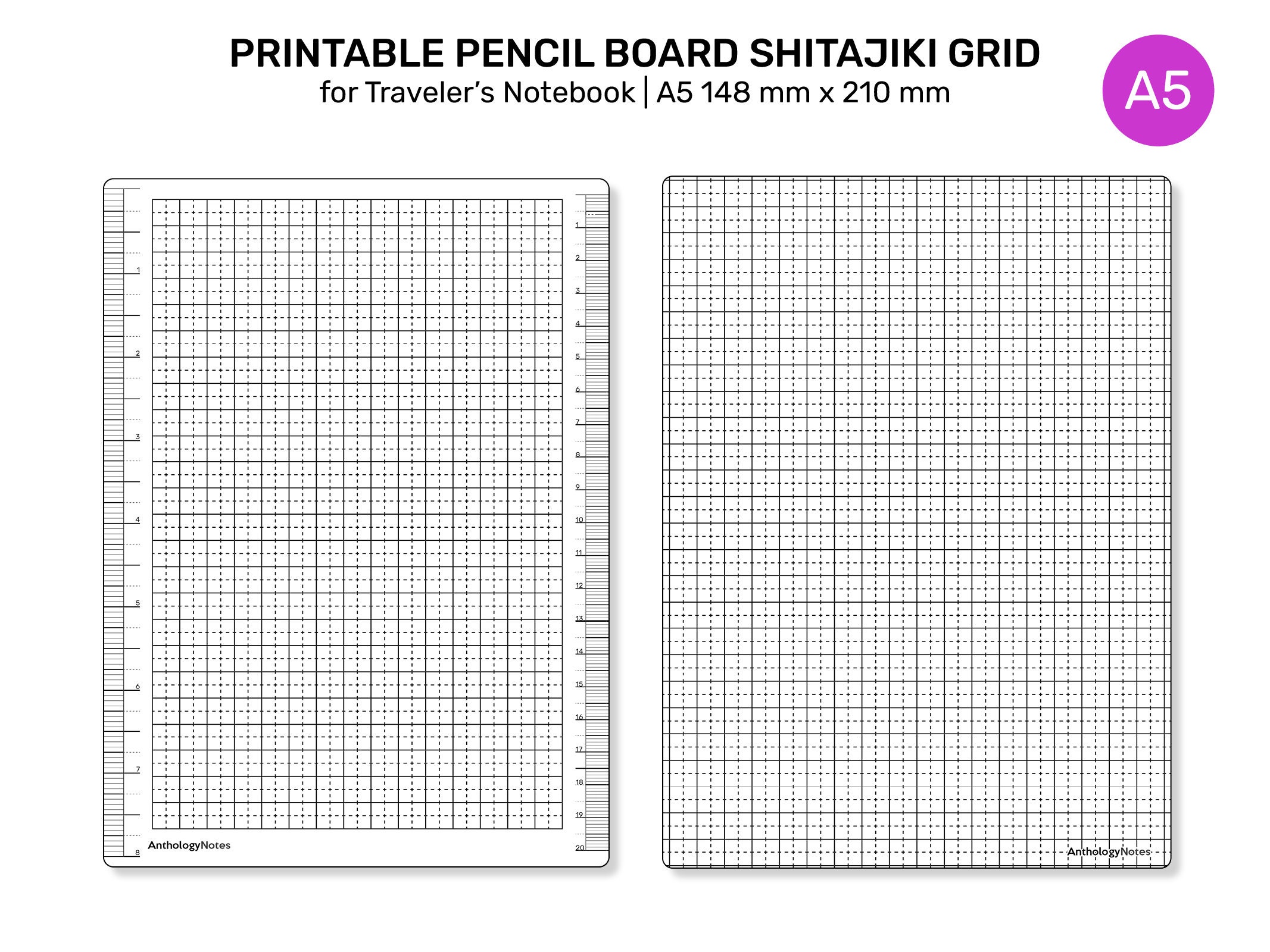 Printable A5 PENCIL BOARD for Traveler's Notebook GRID Shitajiki 下敷き - Etsy