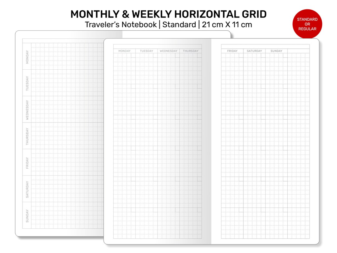 Weekly & Monthly Planner Traveler's Notebook Printable Insert Refill ...
