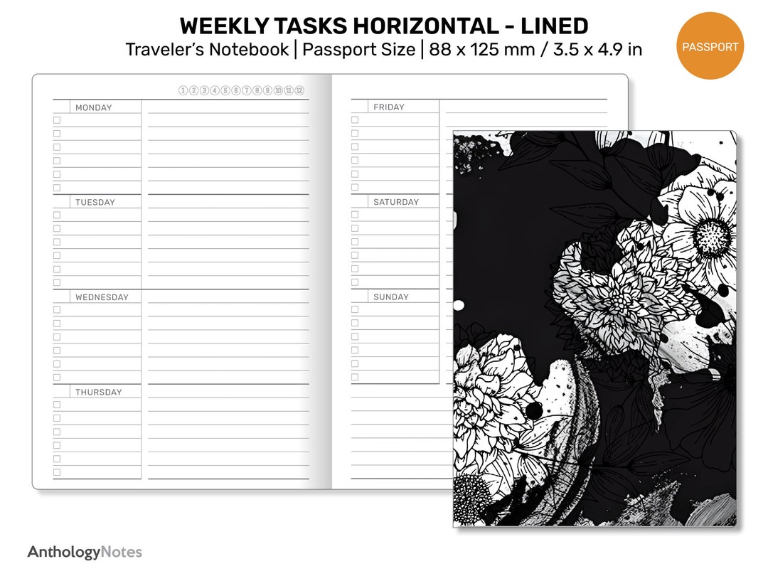 TN PASSPORT Weekly Horizontal Tasks List & Notes Lined Printable Refill ...
