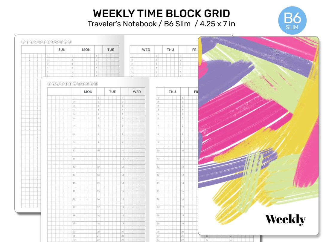 TN B6 Slim TIME Block Weekly VERTICAL Printable Traveler's Notebook ...