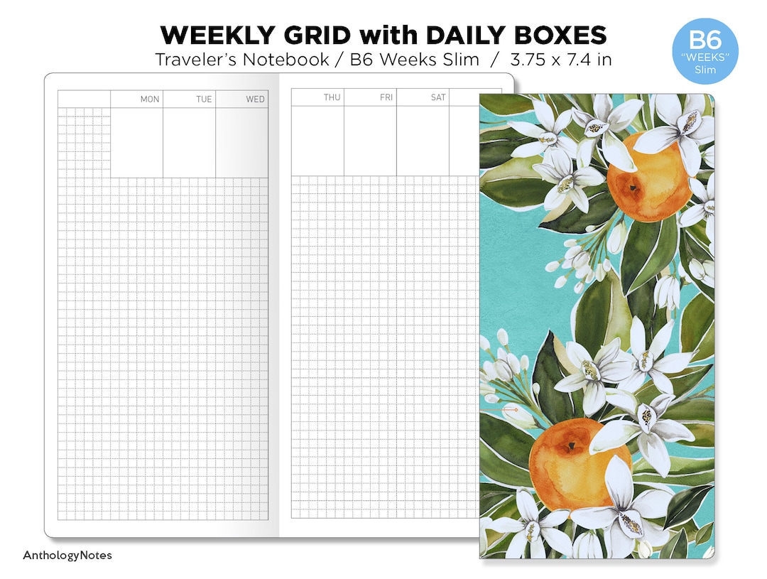 TN B6 "weeks" Slim Weekly View With Daily Boxes Traveler's Notebook ...