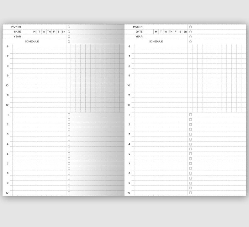 B6 DAILY View Schedule Traveler's Notebook Printable | Etsy