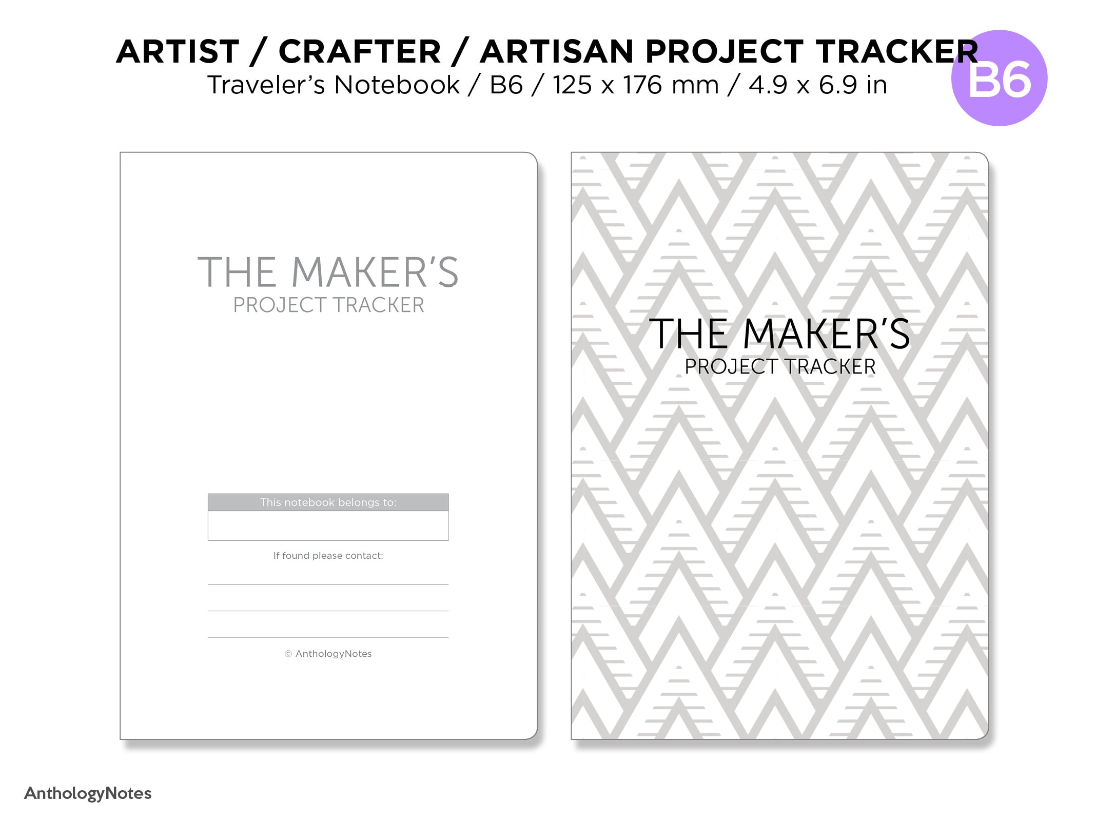 B6 Maker's PROJECT TRACKER for Artists Crafters Artisans Traveler's ...