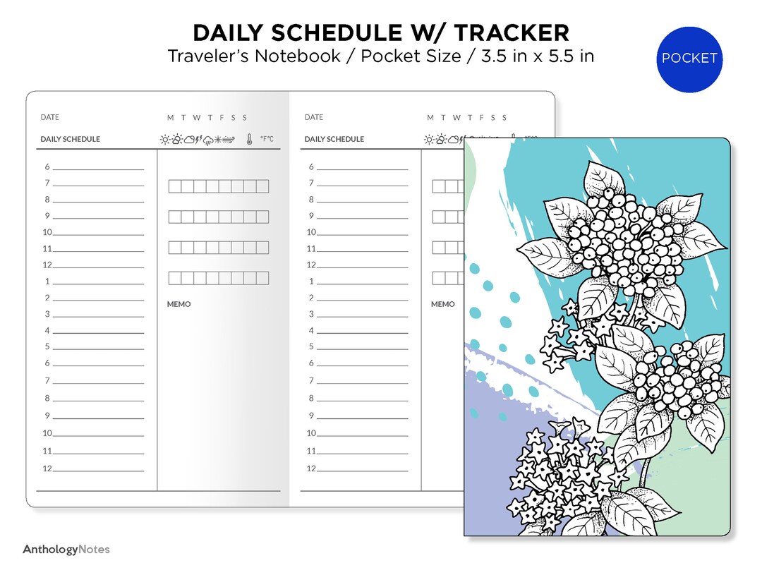 TN POCKET Daily Schedule With Tracker Printable Traveler's Notebook ...