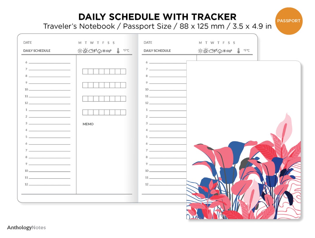 Passport TN DAILY SCHEDULE With Habit Tracker Printable Insert Traveler ...