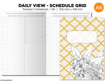 A6 TN Daily Schedule With Variation Printable Traveler's Notebook ...