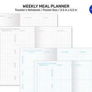 TN Pocket WEEKLY MEAL Planner Printable Traveler's Notebook Insert - Etsy