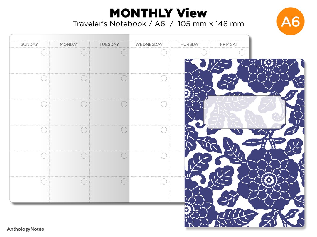 A6 Monthly Traveler's Notebook View Mo2p CONDENSED Weekend Printable ...