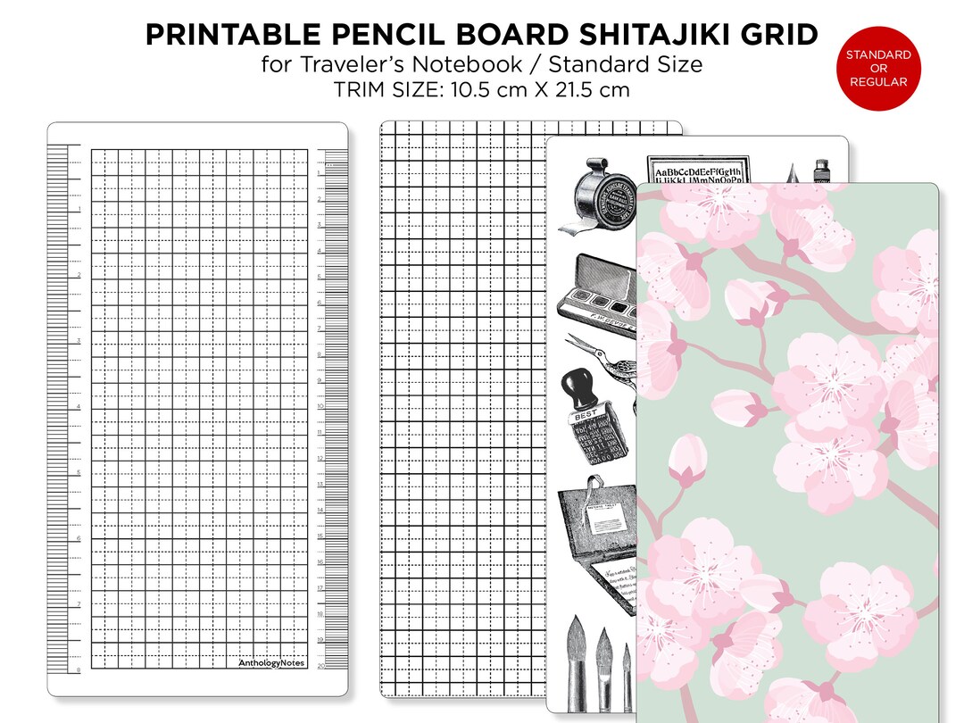 Printable PENCIL BOARD for Standard Traveler's Notebook GRID Shitajiki ...