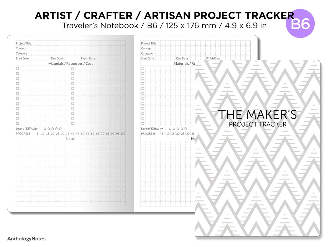 B6 Maker's PROJECT TRACKER for Artists Crafters Artisans Traveler's ...