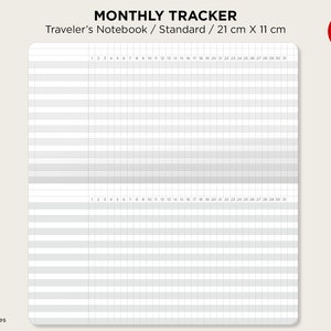 MONTHLY Tracker GRID Standard Size Traveler's Notebook Printable Insert ...