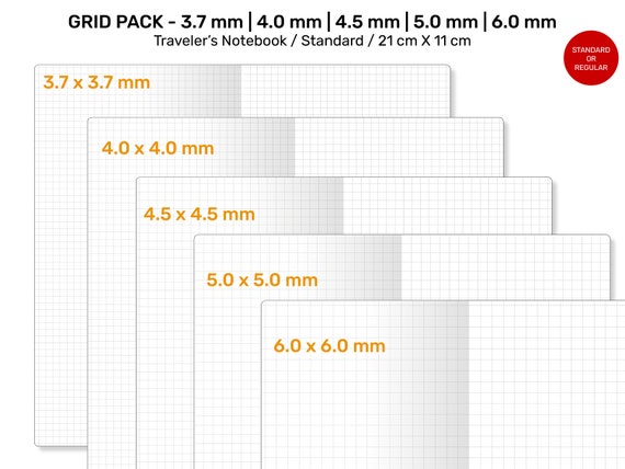 TN Standard GRID Pack Printable Refill Insert 3.7 Mm 4 Mm - Etsy