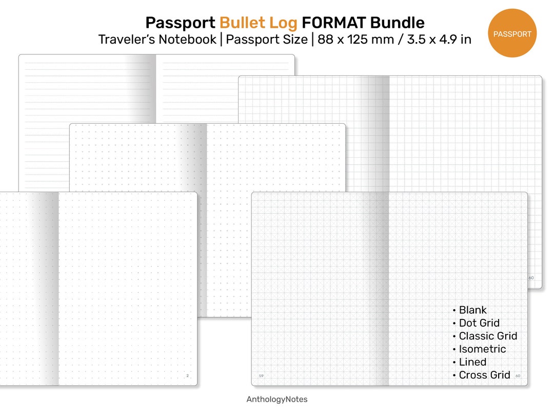 TN PASSPORT Bundle SET - Blank, Grid, Dot Grid, Lined, Classic Grid ...