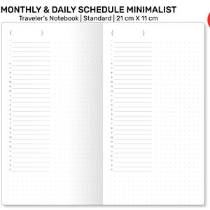 TN MONTHLY & DAILY Schedule Printable Refill Insert Traveler's Notebook ...
