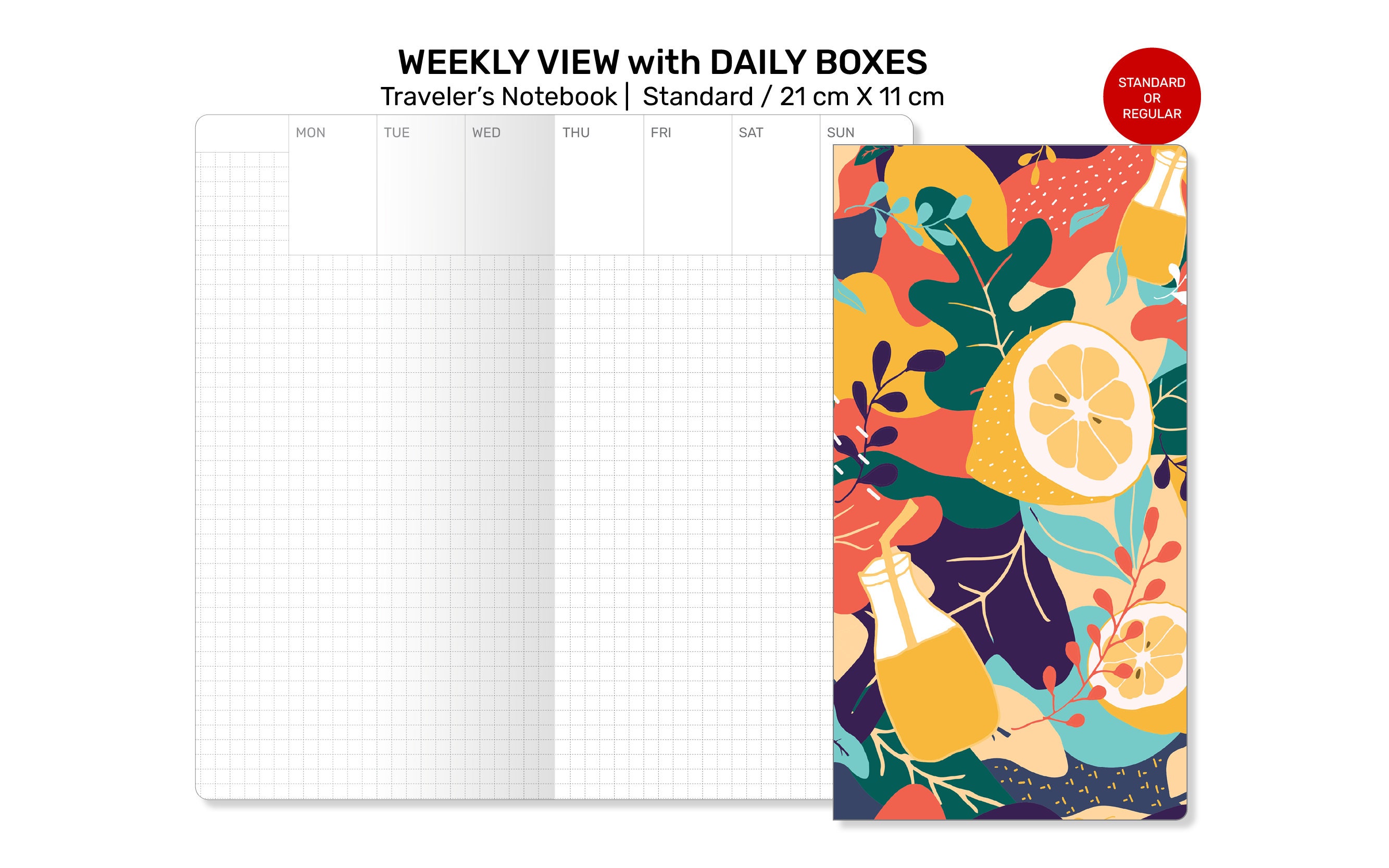 Weekly GRID With DAILY Boxes Grid Standard TN Printable Insert - Etsy