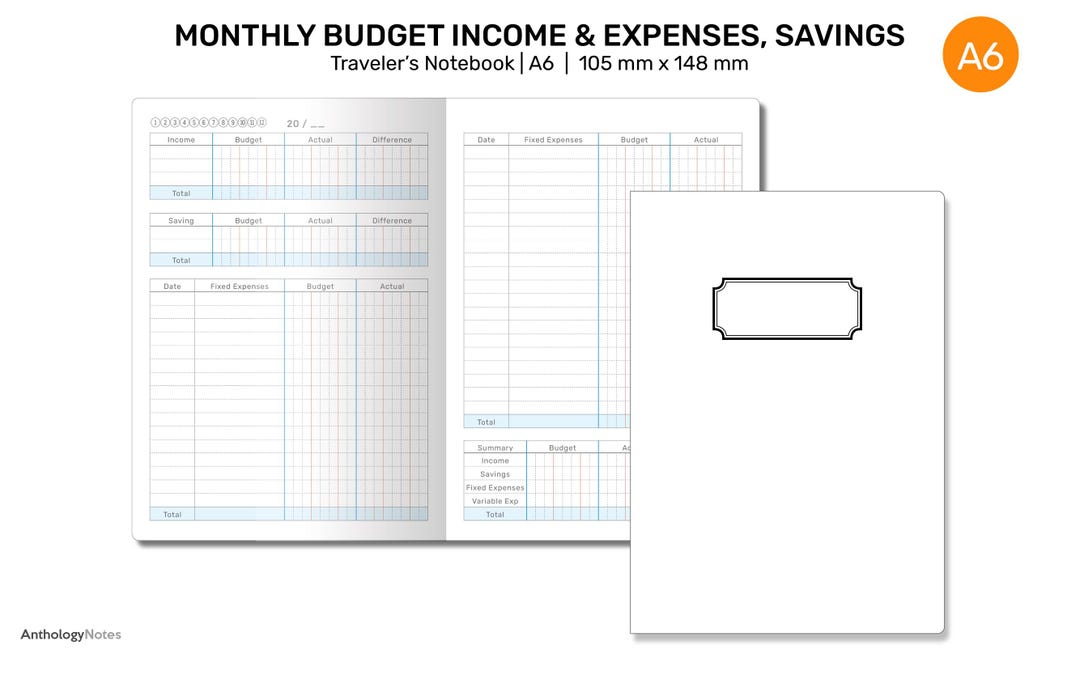A6 Monthly Budget Tracker Printable Insert for Traveler's Notebook ...