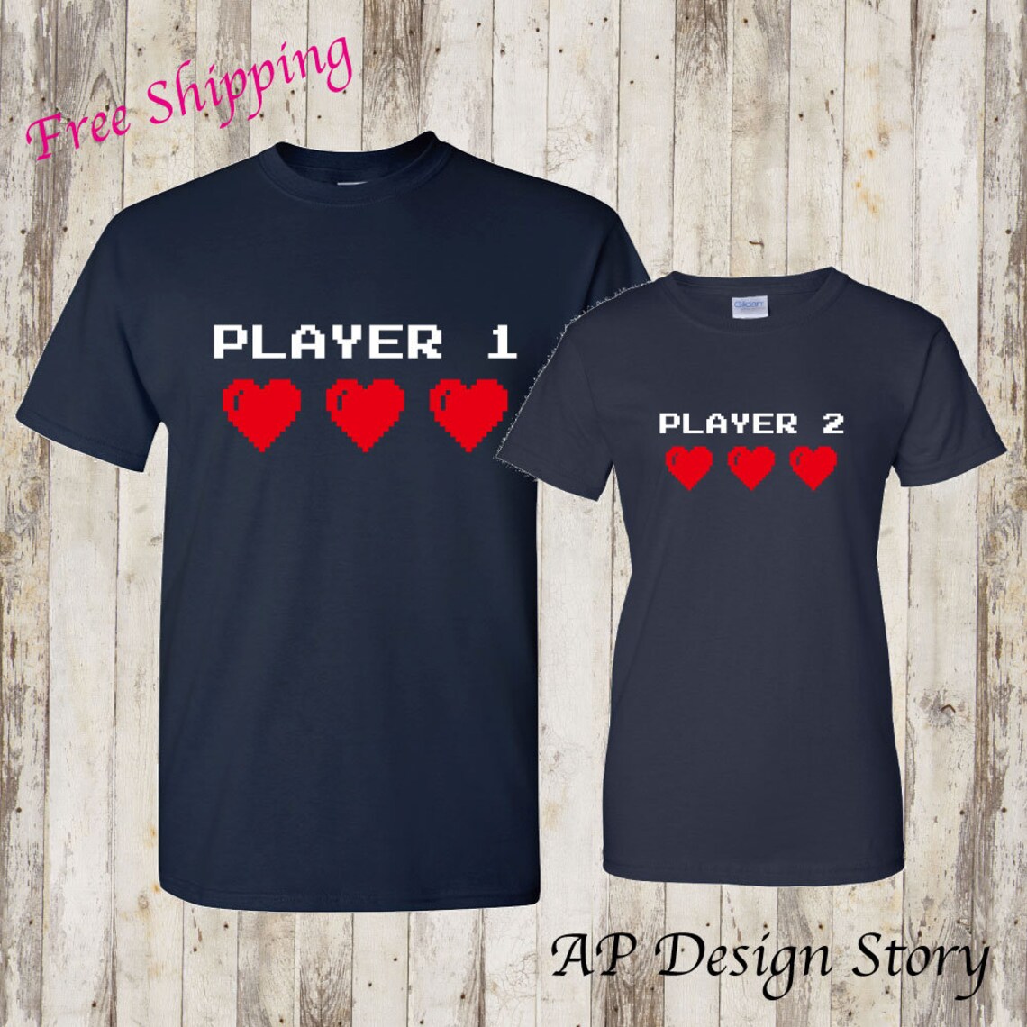 Player 1 & Player 2 / Heart / Gamer / Vintage Game/ Wedding - Etsy