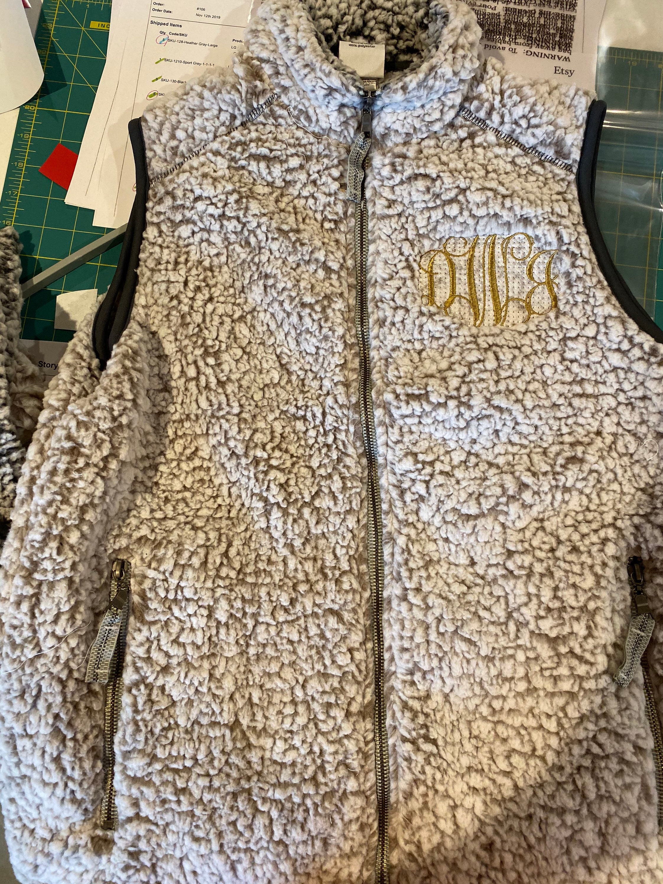 Ladies Sherpa Vest With Personalized Embroider / Monogram / | Etsy