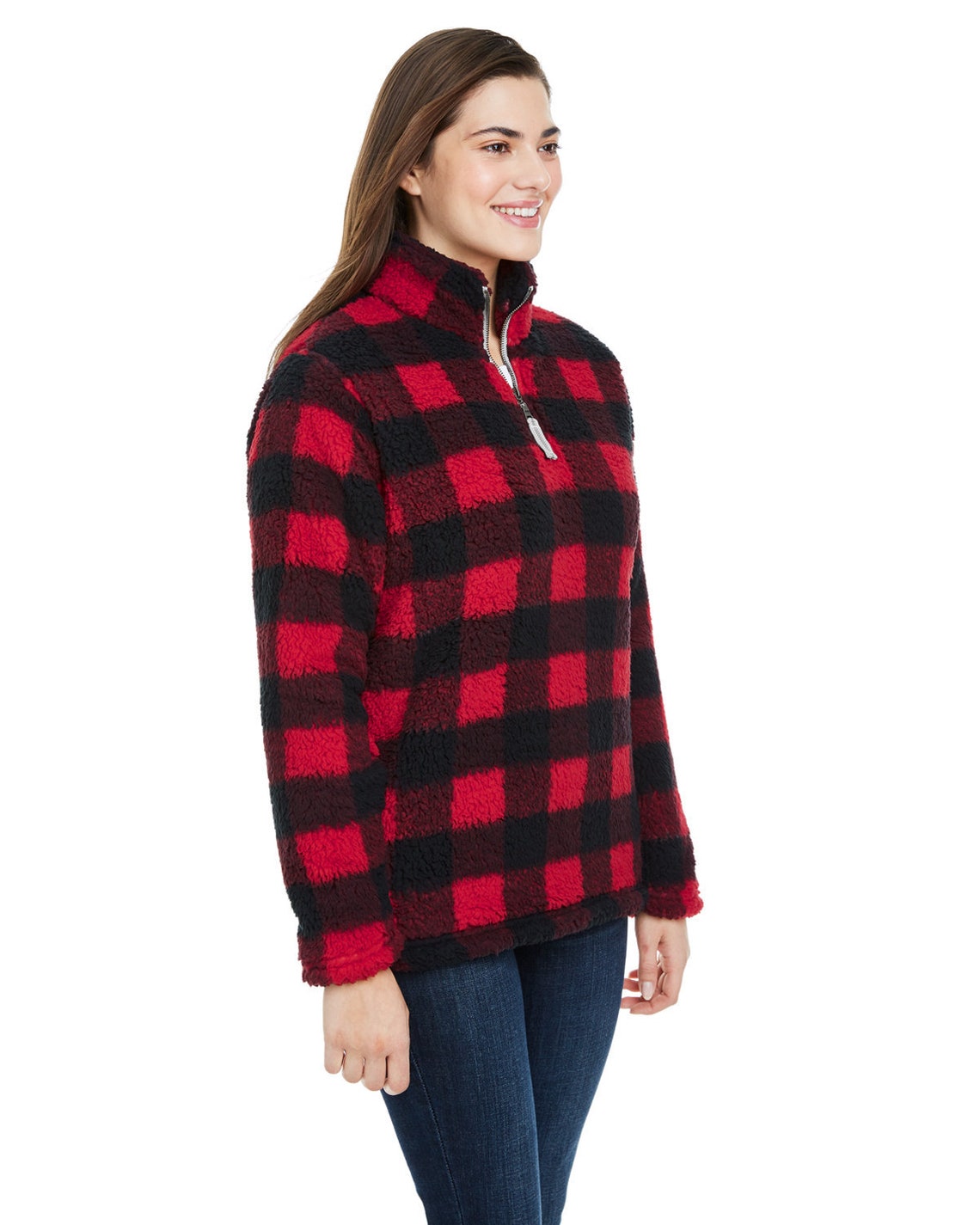 Sherpa Red / Black / Grey Buffalo Plaid Pullover Shirt / 1/4 - Etsy
