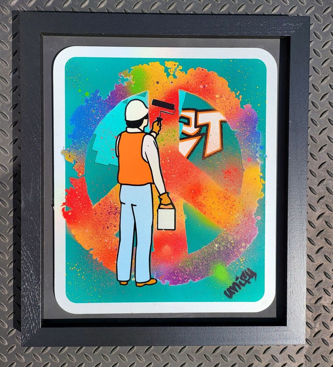 Love Peace Anti-graffiti Sign Rainbow Colours Framed Reloved - Etsy