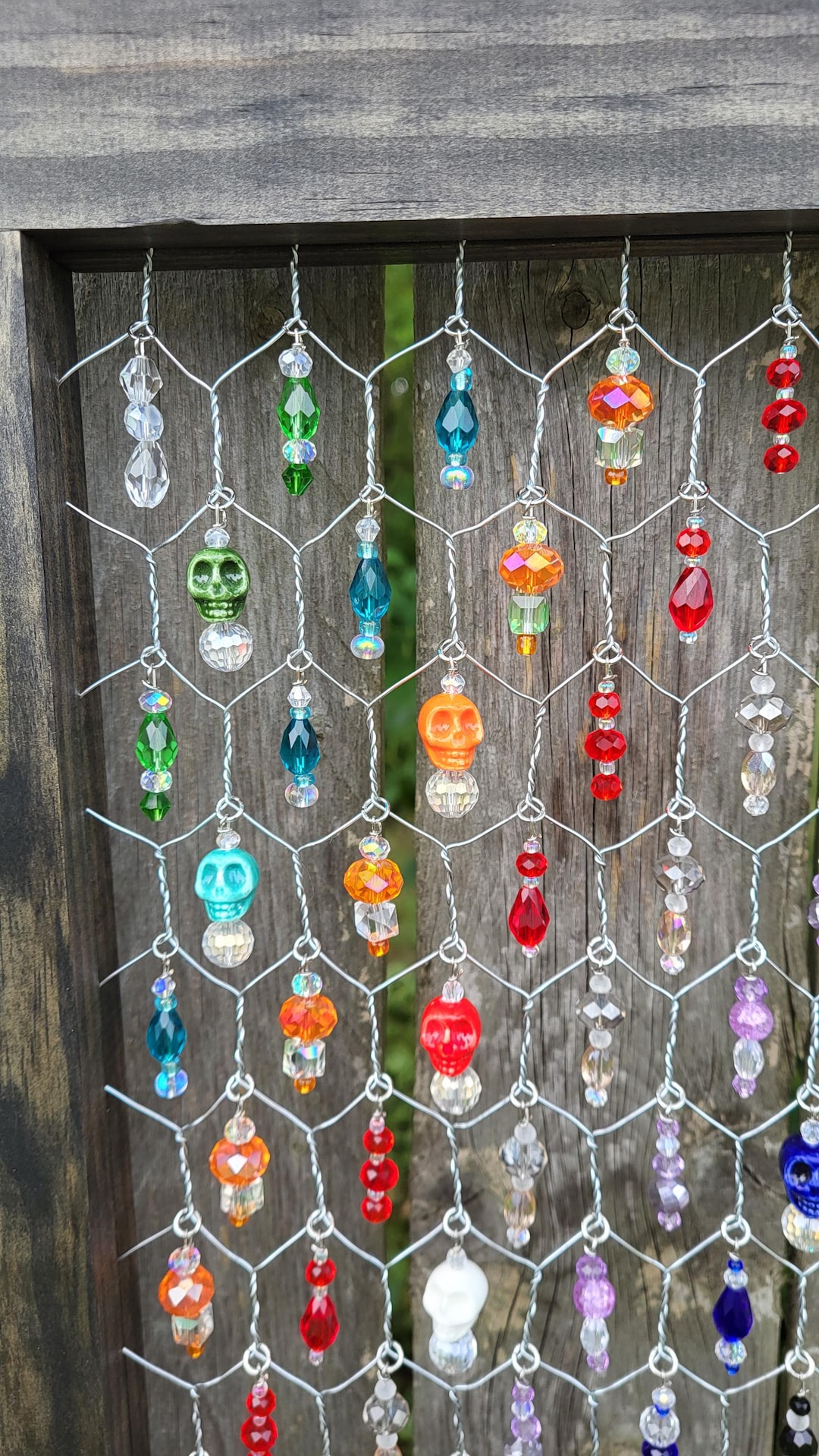 NEW! 12"x15" Beaded Chicken Wire Window Sun Catcher - Rainbow Colors ...
