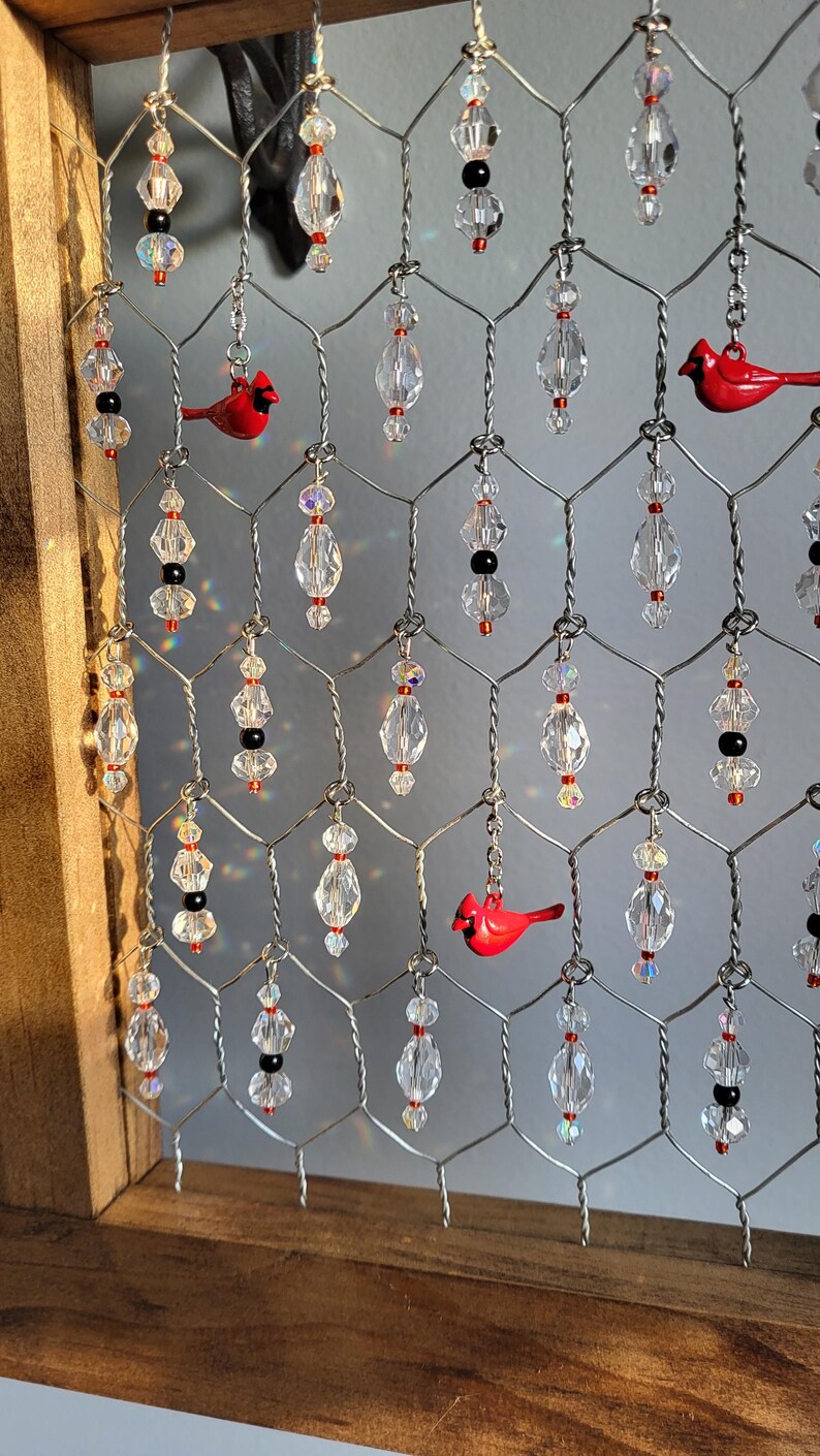 NEW! Beaded Chicken Wire Suncatcher, Handmade Frame, Stained Frame ...