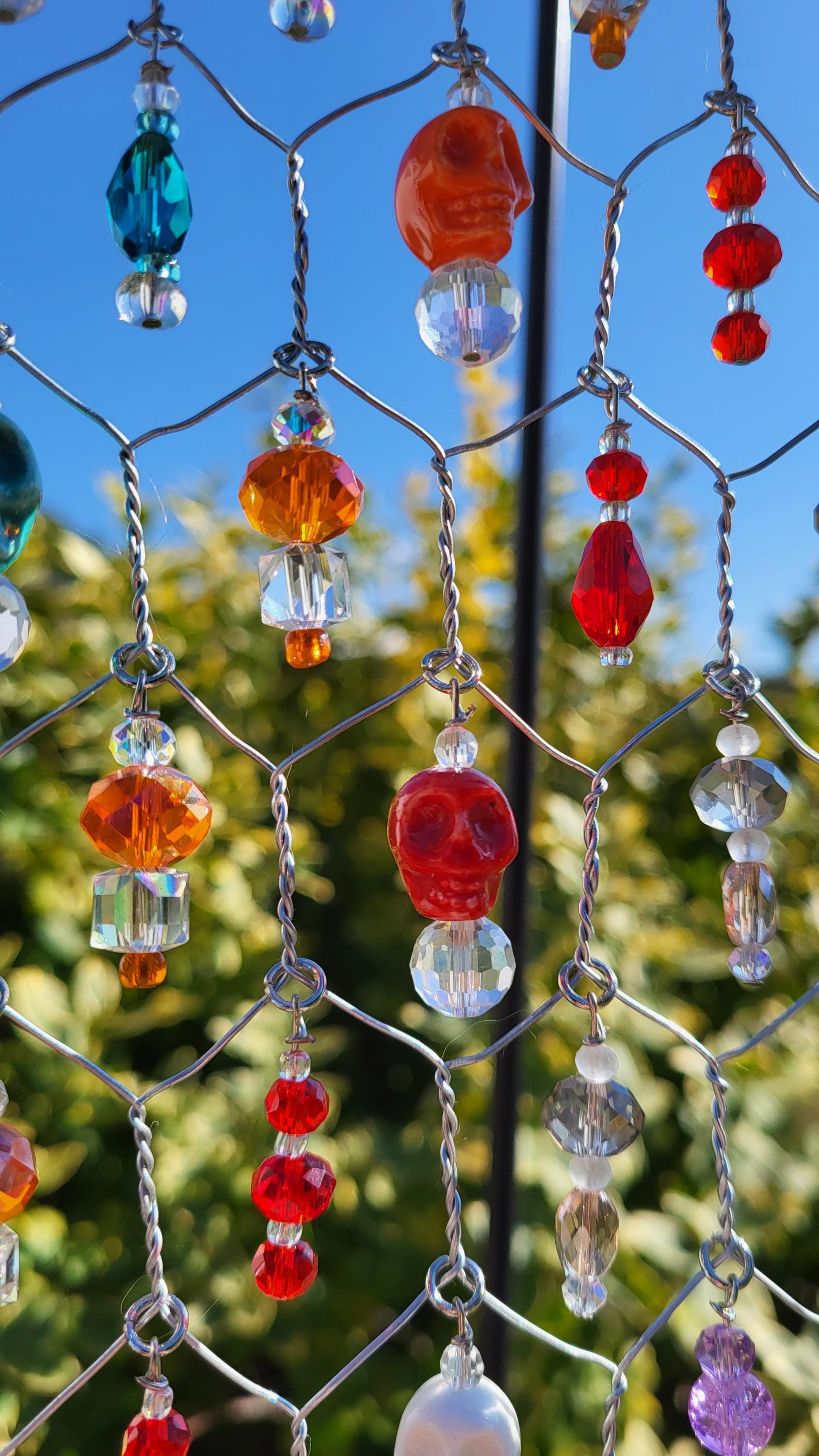 NEW! 12"x15" Beaded Chicken Wire Window Sun Catcher - Rainbow Colors ...