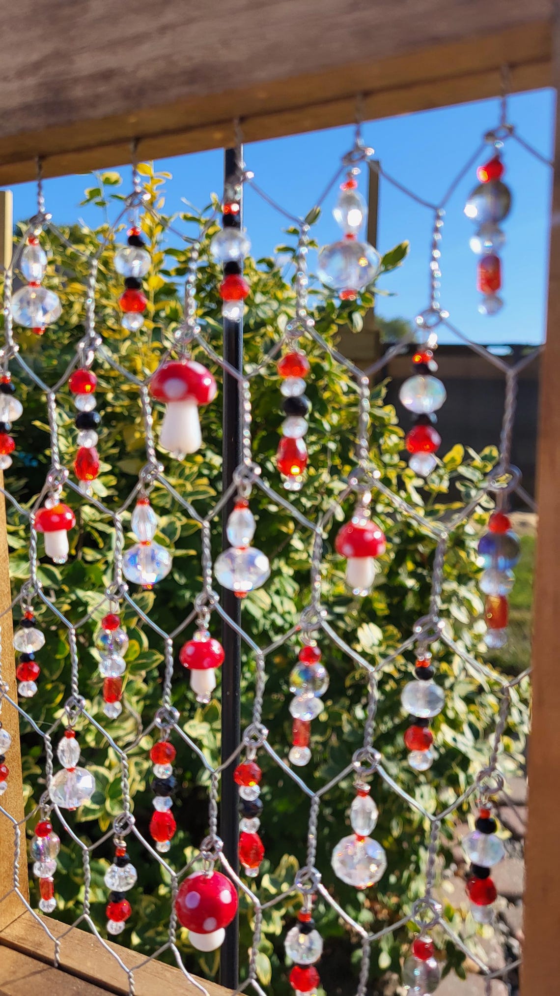 NEW! 9"x12" Beaded Chicken Wire Window Sun Catcher - Mushrooms ...